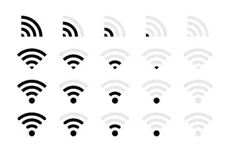 무선 와이파이 신호 아이콘 Wifi 및 무선 기호 네트워크 표지판 모바일 및 컴퓨터 Wifi 연결 라우터 안테나로 신호 벡터 전화에 대한 스톡 벡터 아트 및 기타 이미지