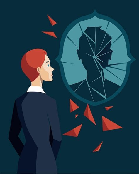 A Person Looking At A Shattered Mirror Their Reflection Appearing