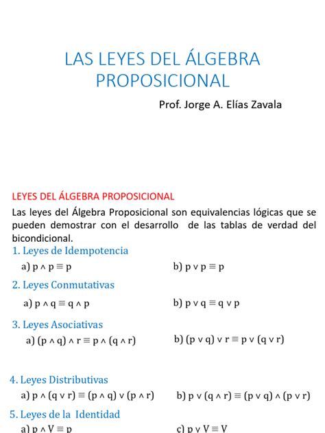Las Leyes Del Álgebra Proposicional Pdf Matemáticas Lógica