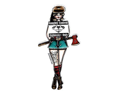 Lumberjack Pinup Sticker Mature Content Etsy