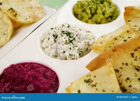 Assorted Dips Stock Image Image Of Pita Assorted Garnish 9812937