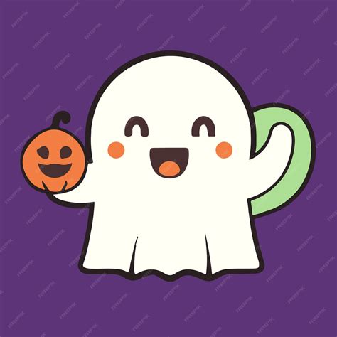 Fantasma De Halloween Fofo Com Ilustração De Abóbora Malvada Fantasma