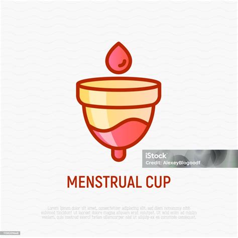 생리 컵 얇은 선 아이콘입니다 여성 기간 위생 관리의 현대 벡터 일러스트 레이 션 0명에 대한 스톡 벡터 아트 및 기타 이미지