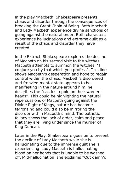 Chaos And Disorder In Macbeth Analyzing Guilt And Consequences Studocu