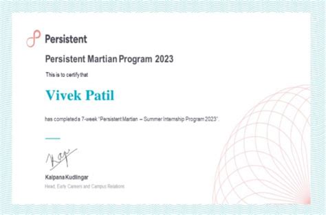 Vivek Patil On Linkedin Persistentsystems Summerintership Learning