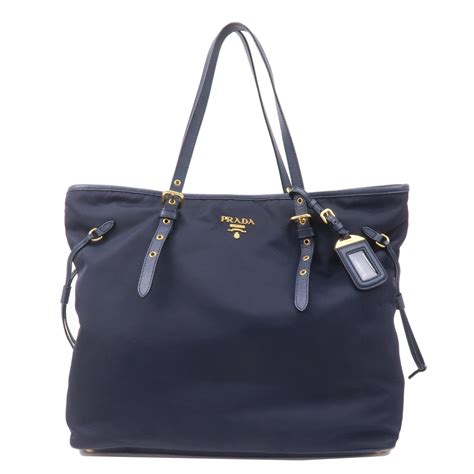 Prada Nylon Leather Tote Bag Shoulder Bag Navy 1bg401 Dct Epvintage