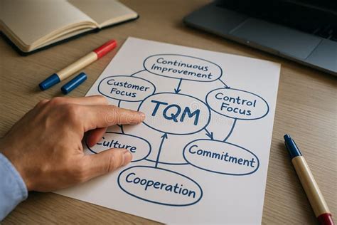 Tqm Total Quality Management Hand Drawn Workflow Diagram Illustrating