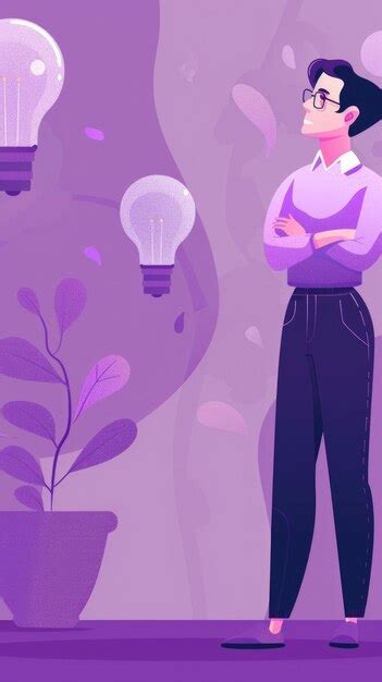 Portrait Of Customer Making A Decision In Purple Mood Premium Ai