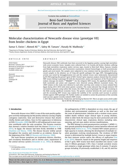 Pdf Molecular Characterization Of Newcastle Disease Virus Genotype