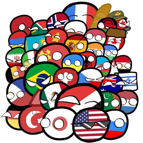 Countryballs Cartoon Faces With Flags In Heart Shapes Us Countryball