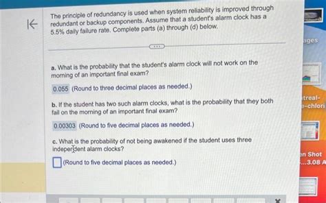 Solved The Principle Of Redundancy Is Used When System