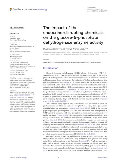 Pdf The Impact Of The Endocrine Disrupting Chemicals On The Glucose 6
