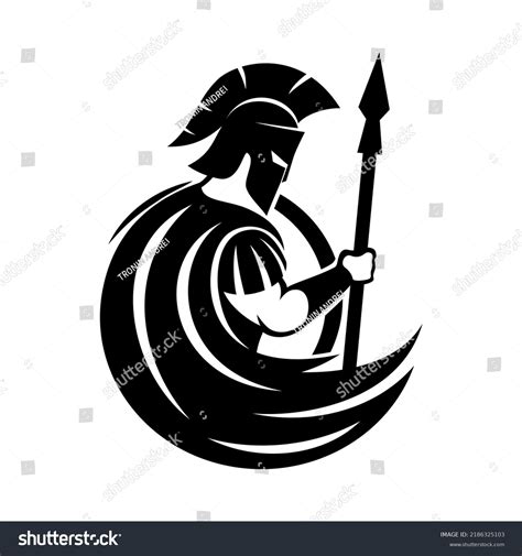 Spartan Warrior Spear Shield Icon On Stock Vector Royalty Free