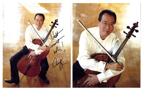 Lot Yo Yo Ma Two Signed Photos Posed With Cello