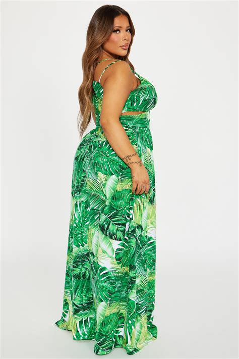 Alexandria Tropical Maxi Dress Kelly Green Fashion Nova