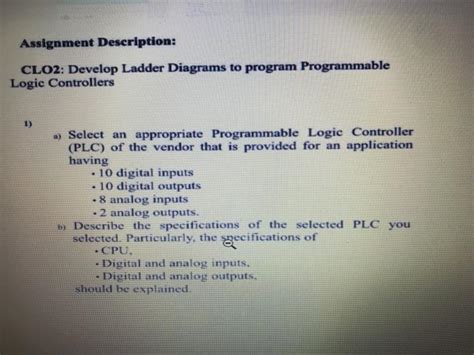 Solved Assignment Description Clo2 Develop Ladder Diagrams