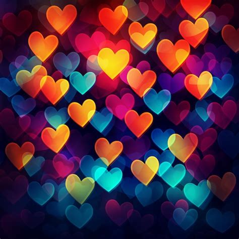 Corazones De Colores Sobre Un Fondo Oscuro Foto Premium