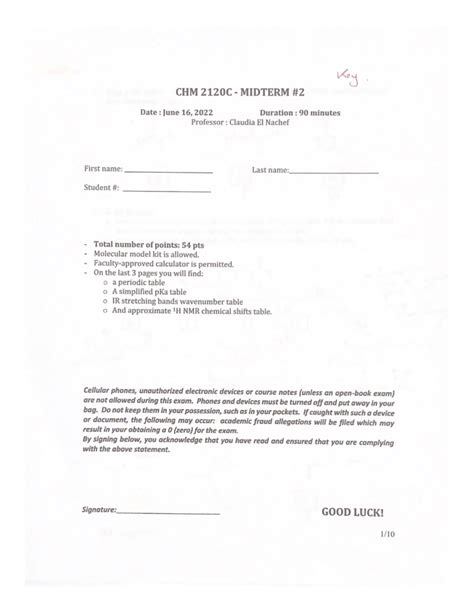 Student Doc S Midterm Key Chm Studocu