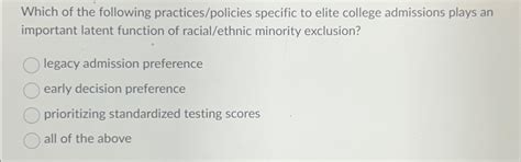 Solved Which of the following practices/policies specific to | Chegg.com