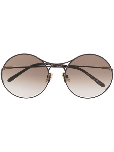 Chloé Eyewear Round Frame Sunglasses Brown Farfetch