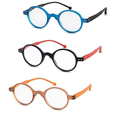 Optix 55 Reading Glasses For Women And Men 3 Pack Fashion Readers Retro Round Frame