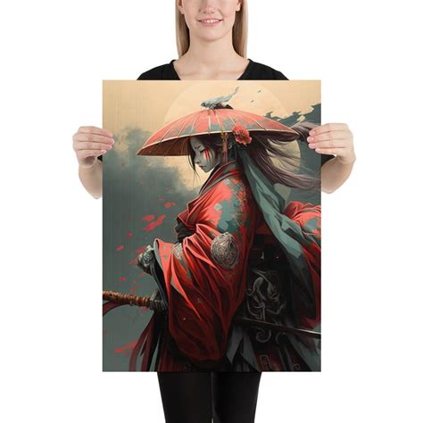 Japan Naginata Girl Anime Poster Print Japanese Naginata Art Poster