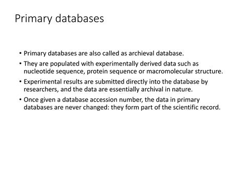 Primary Bioinformatics Databasepptx