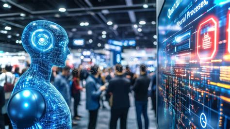 Exploring Advanced Artificial Intelligence And Technology At A Modern Exhibition Venue Stock