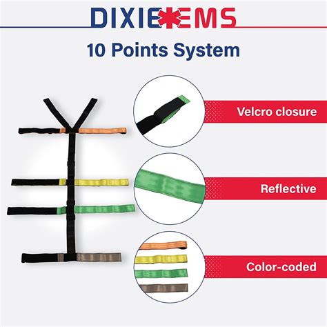 Dixie Ems Backboard Spider Straps 10 Point Reflective Color Coded