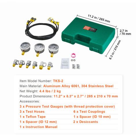 Mophorn Kit De Test De Pression Hydraulique 250 400 600 Bar 3