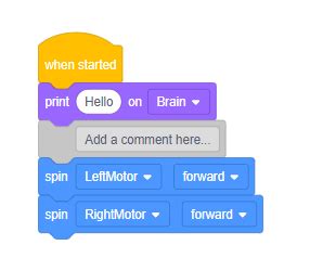 Using Comment Blocks In VEXcode V VEX Library