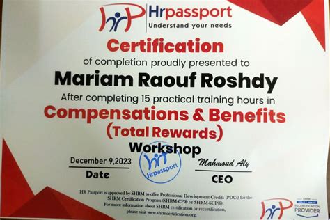 Mariam Raouf On Linkedin Today Ive Completed Compensation And Benefits Course With Hr