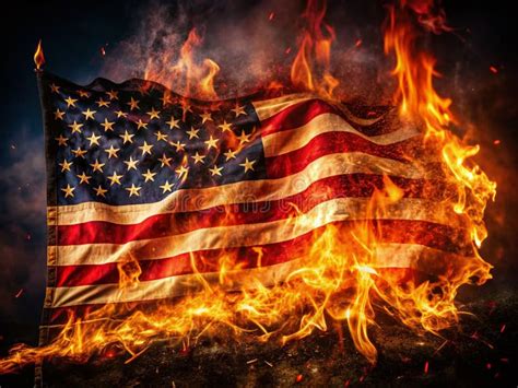 A Long Exposure Of A Burning American Flag A Powerful Visual Commentary