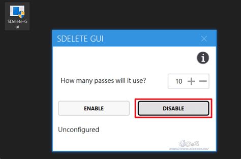Sdelete Gui 安全刪除檔案應用程式，多次覆蓋數據使其無法復原英文 134版