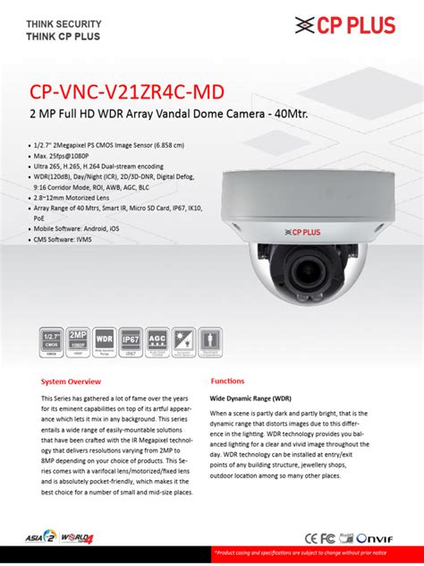 Cp Vnc V21zr4c Md Pdf Camera Video