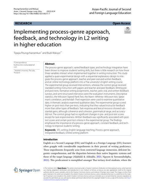 Implementing Process Genre App Pdf English As A Second Or Foreign Language Learning