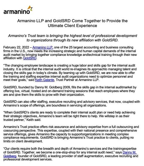 Danny M Goldberg On Linkedin Excited To Announce Our Strategic Alliance With Armanino Press