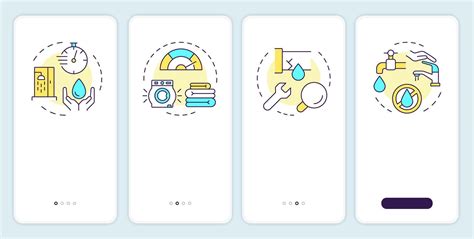 Water Saving Tips Onboarding Mobile App Screen Consumption Walkthrough 5 Steps Editable Graphic