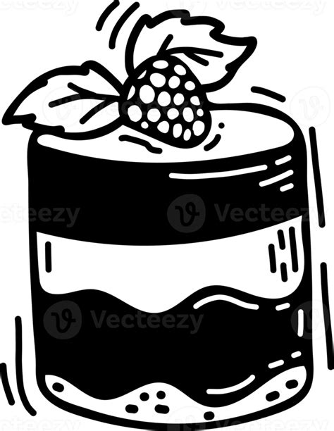 Sweet Raspberry Cake Sweet Confectionery Hand Drawn Doodle Style