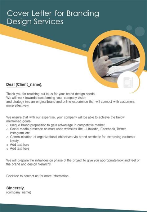 Cover Letter For Branding Design Services One Pager Sample Example
