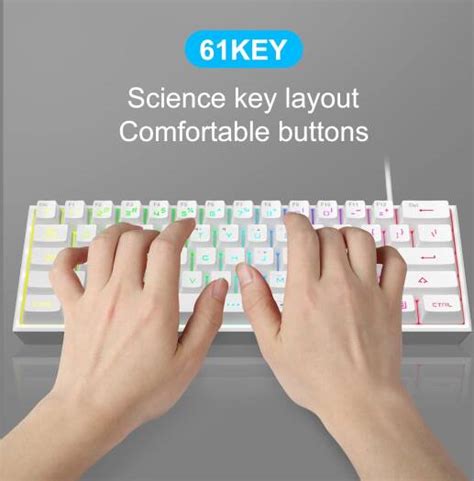 Magegee Ts91 Wired Membrane Gaming Keyboard Small Compact Rgb Backlight 60 Layout Metallic