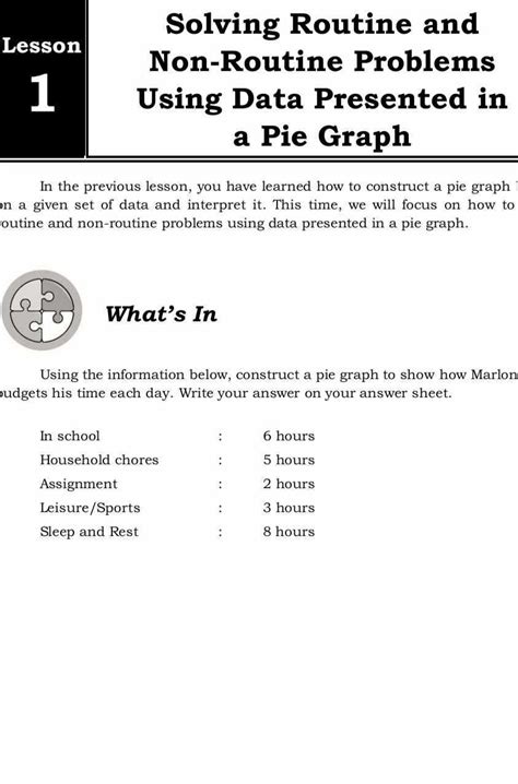 Esson 1 Solving Routine And Non Routine Problems Using Data Presented