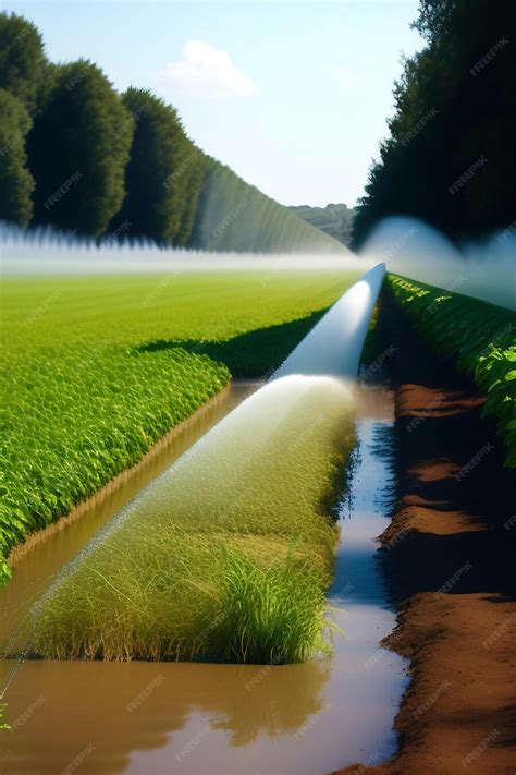 Premium Ai Image Agricultural Irrigation System Irrigating