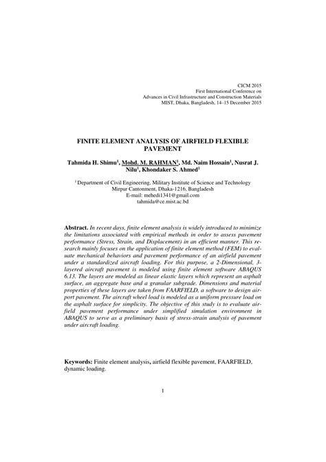 Pdf Finite Element Analysis Of Airfield Pavement Pdf Finite Element Analysis Of Airfield Pavement