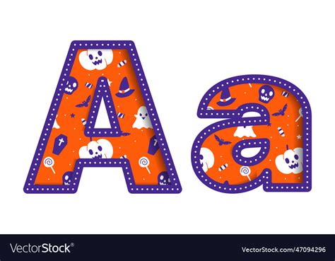 Cute Happy Halloween A Alphabet Capital Small Vector Image