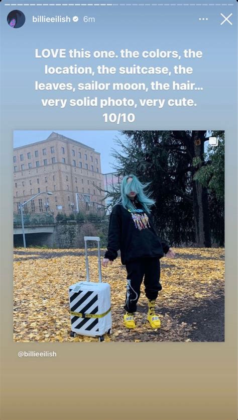 ♡︎billie Eilish Via Instagram Billie Eilish Billie Instagram Story