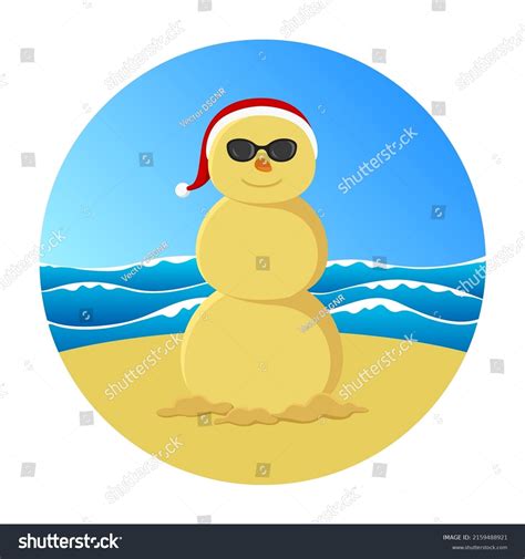 Sand Snowman Cartoon Style Vector Illustration Stock Vector Royalty