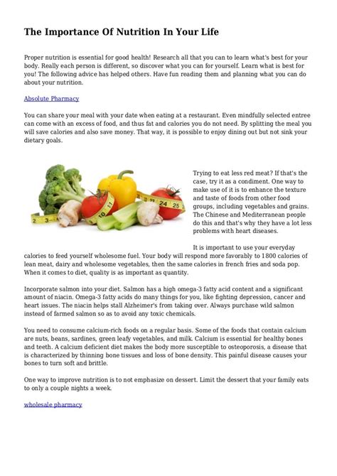 The Importance Of Nutrition In Your Life