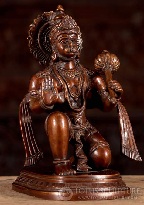 Brass Hanuman The Hero Of The Ramayana Statue Kneeling In The Abhaya