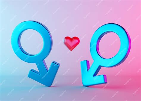 심장과 네온 불빛이 있는 두 개의 남성 섹스 심볼 남성용 화성 기호 성별 기호 대체 사랑 Lgbt 커뮤니티 게이 커플 관계